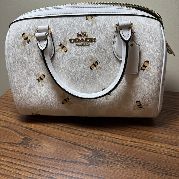 Coach | Bags | Coach Signature Bee Rowan Satchel In Goldglacier White ...